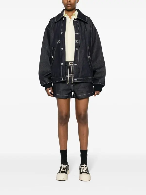 Gcds Embroidered Logo Denim Shorts