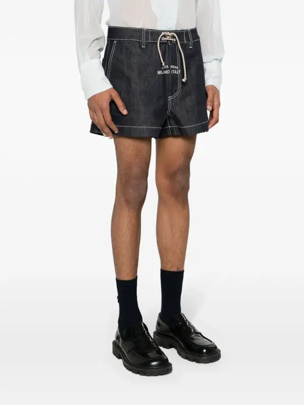Gcds Embroidered Logo Denim Shorts