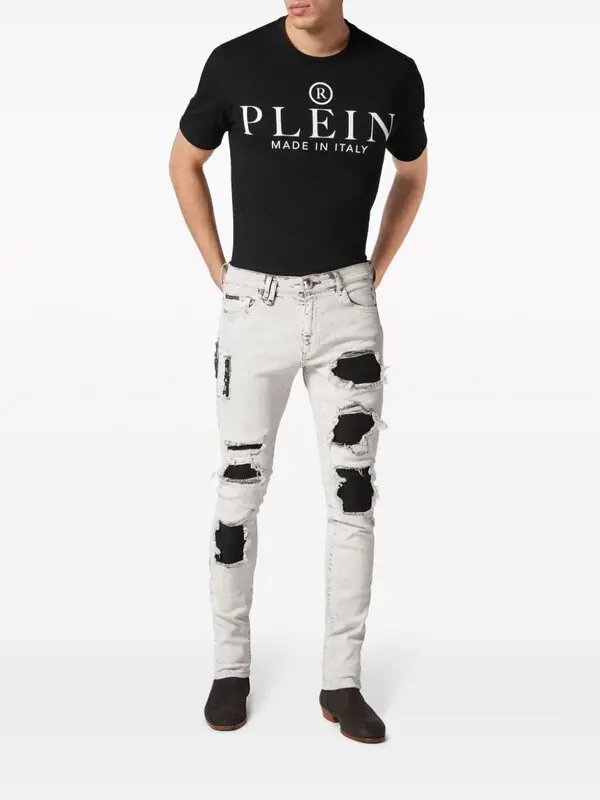 Philipp Plein Ripped Stonewashed Skinny Jeans