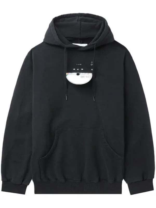 DOUBLET Cd-r Embroidered Cotton Hoodie - Black