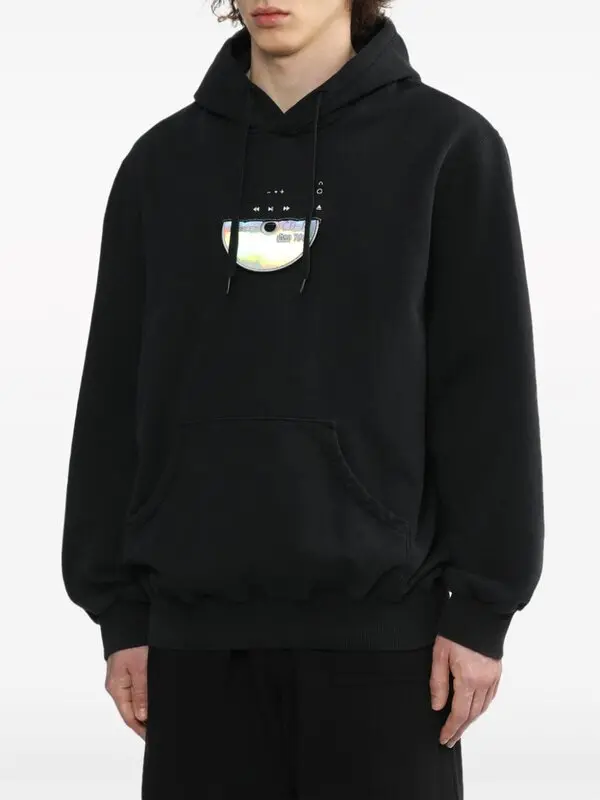 DOUBLET Cd-r Embroidered Cotton Hoodie - Black