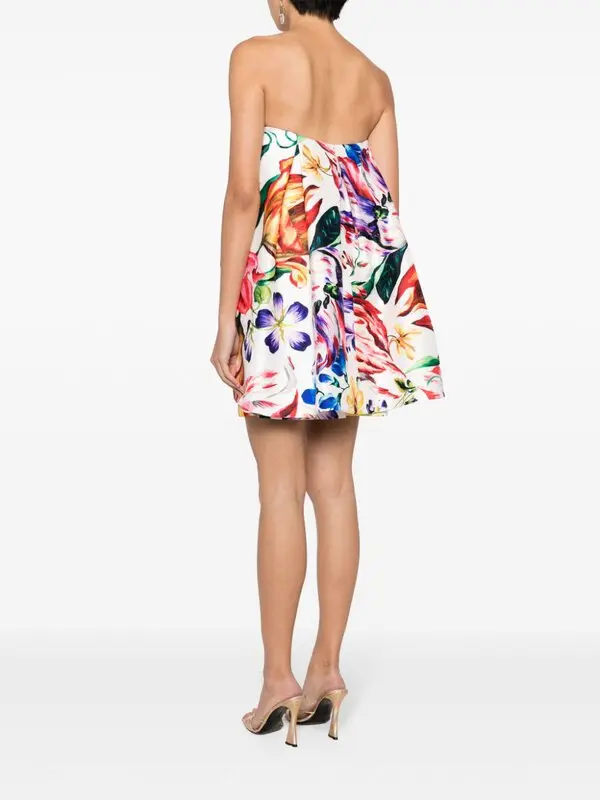 Marchesa Mikado Floral-print Mini Dress