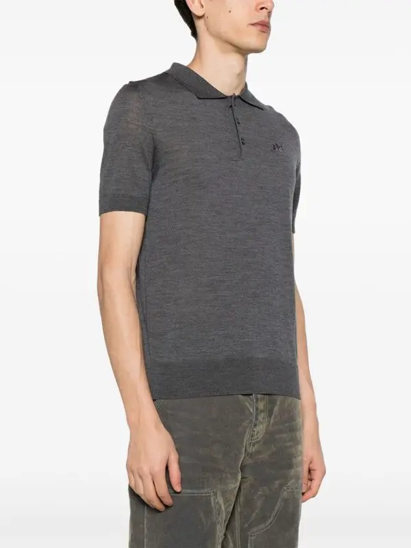 Dsquared2 Logo-embroidered Fine-knit Polo Shirt - Grey