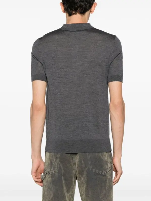 Dsquared2 Logo-embroidered Fine-knit Polo Shirt - Grey