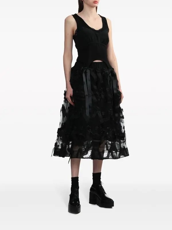 Simone Rocha Bow And Ribbon-detail Vest - Black