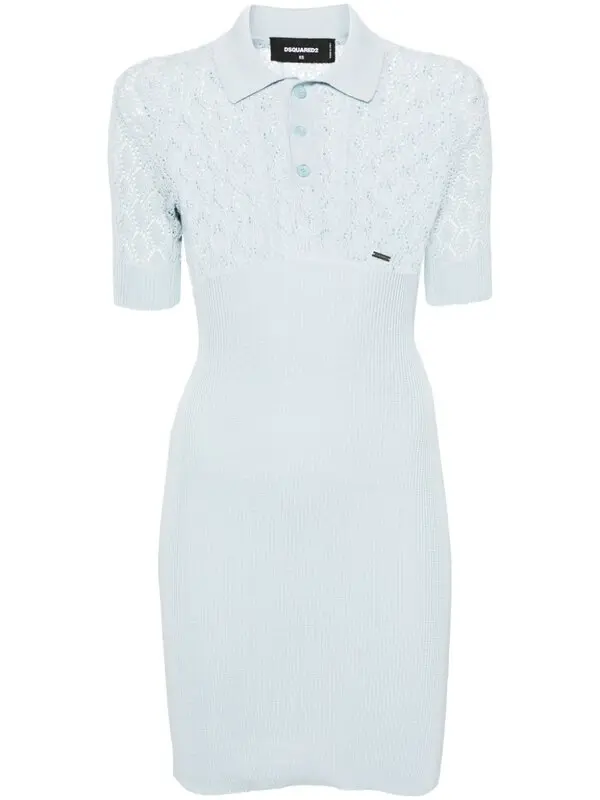 Dsquared2 Open-knit Polo-collar Dress