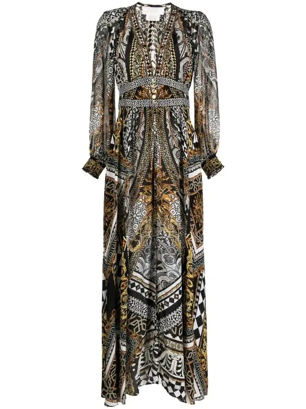 Camilla Graphic-print Silk V-neck Dress