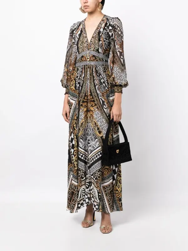 Camilla Graphic-print Silk V-neck Dress