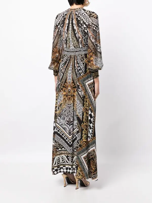 Camilla Graphic-print Silk V-neck Dress
