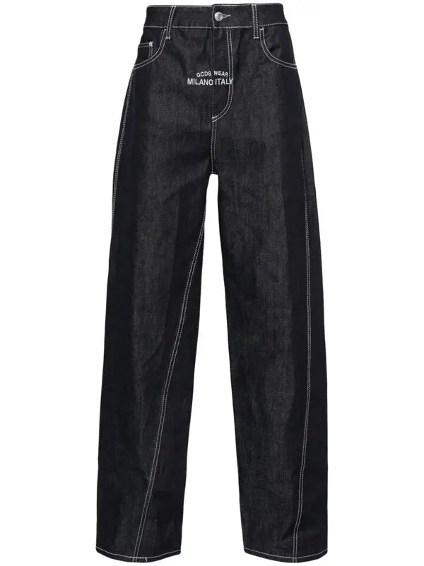 Gcds Raw Denim Wide Leg Jeans