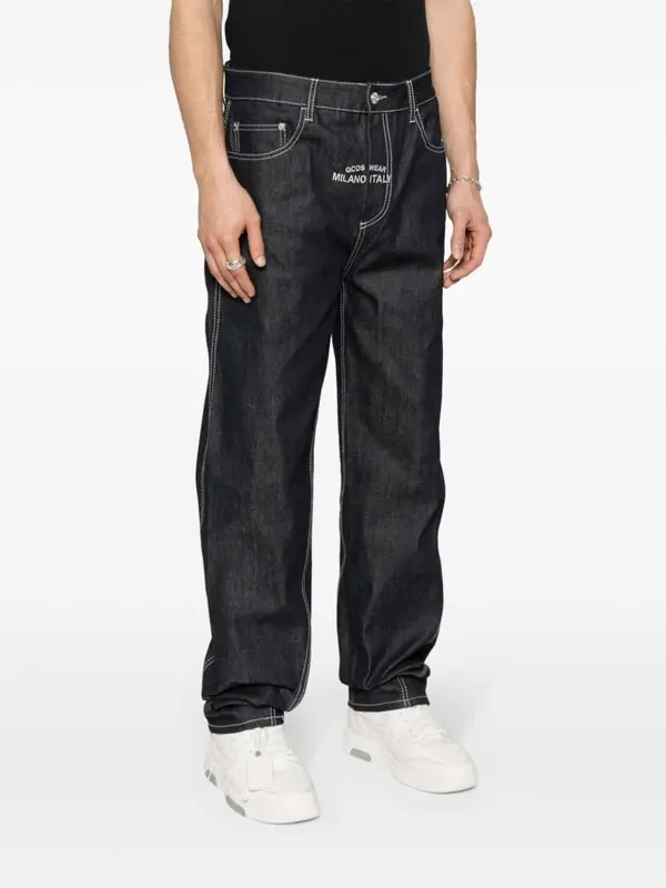 Gcds Raw Denim Wide Leg Jeans