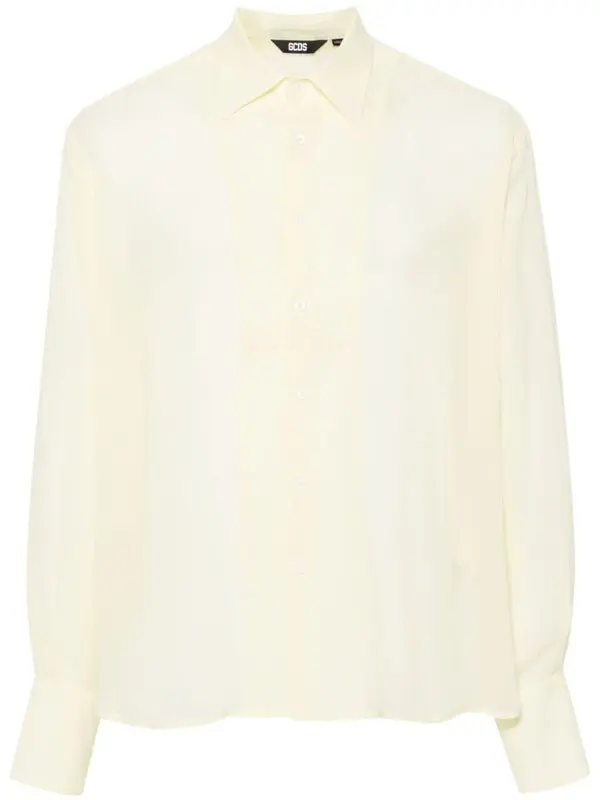 Gcds Logo-embroidered Georgette Shirt - Yellow