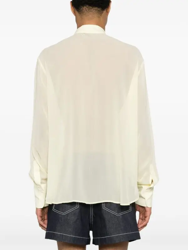 Gcds Logo-embroidered Georgette Shirt - Yellow
