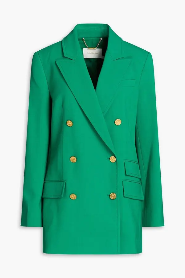 Zimmermann Double-breasted Crepe Blazer - Green