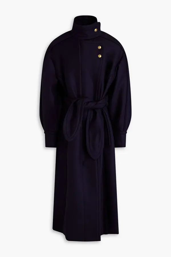 Zimmermann Wool-twill Coat With Detachable Tie - Navy