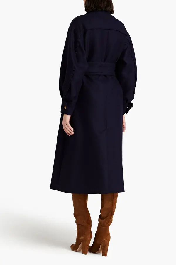 Zimmermann Wool-twill Coat With Detachable Tie - Navy