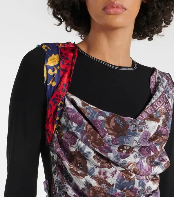 MARINE SERRE Silk Scarves Draped Jersey Top