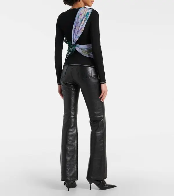 MARINE SERRE Silk Scarves Draped Jersey Top