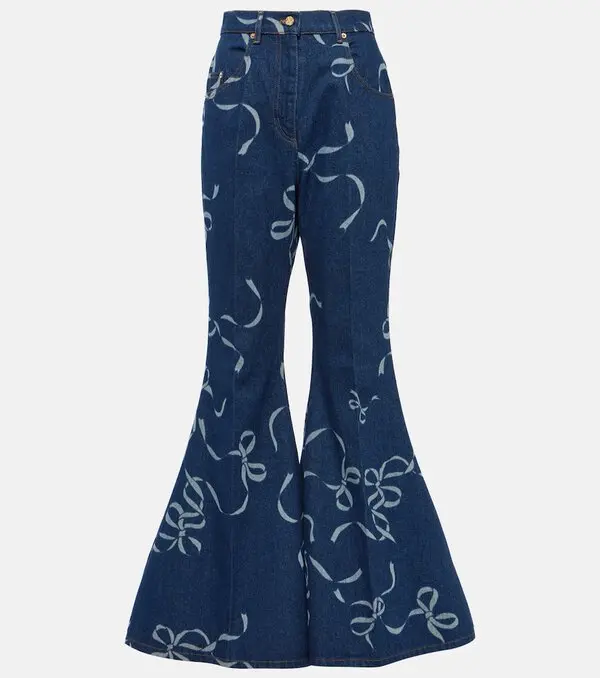 Nina Ricci Printed Flared Jeans - Blue