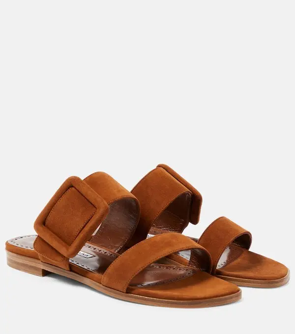 Manolo Blahnik Titubaflat Suede Sandals