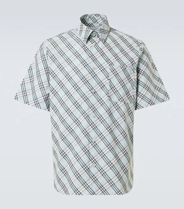 Burberry Check Cotton Shirt - Blue