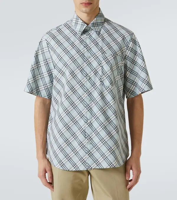 Burberry Check Cotton Shirt - Blue