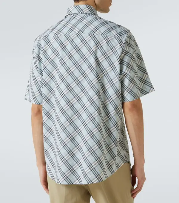 Burberry Check Cotton Shirt - Blue
