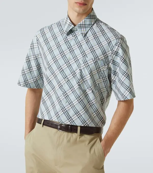 Burberry Check Cotton Shirt - Blue