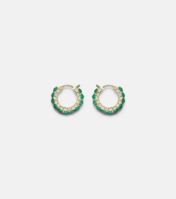 Ileana Makri 18kt Gold Hoop Earrings With Emeralds And Diamonds - Metallic