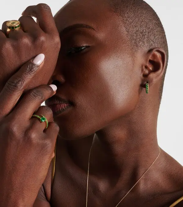 Ileana Makri 18kt Gold Hoop Earrings With Emeralds And Diamonds - Metallic
