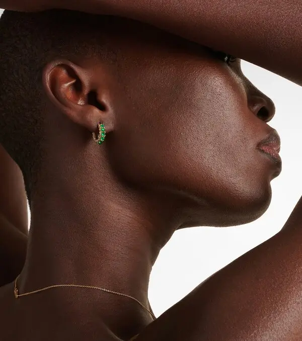 Ileana Makri 18kt Gold Hoop Earrings With Emeralds And Diamonds - Metallic