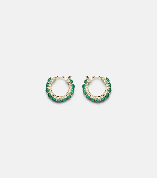 Ileana Makri 18kt Gold Hoop Earrings With Emeralds And Diamonds - Metallic