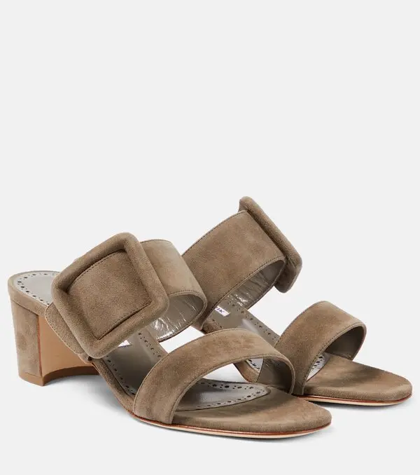 Manolo Blahnik Newton 50 Suede Mules - Brown