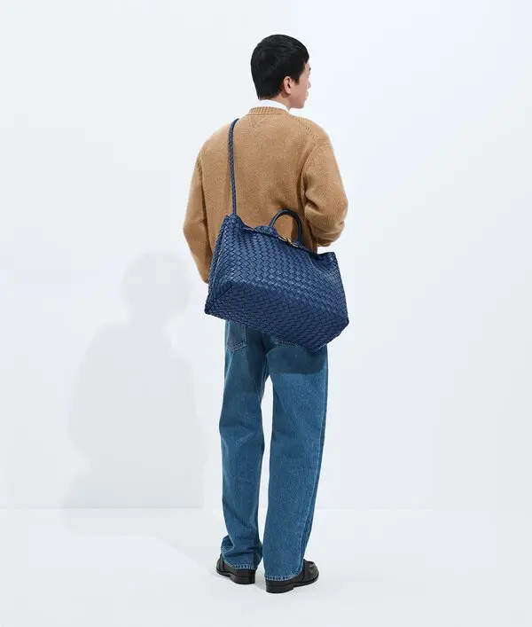 BOTTEGA  VENETA Bottega Veneta Andiamo Intrecciato Leather Tote - Blue Venezia
