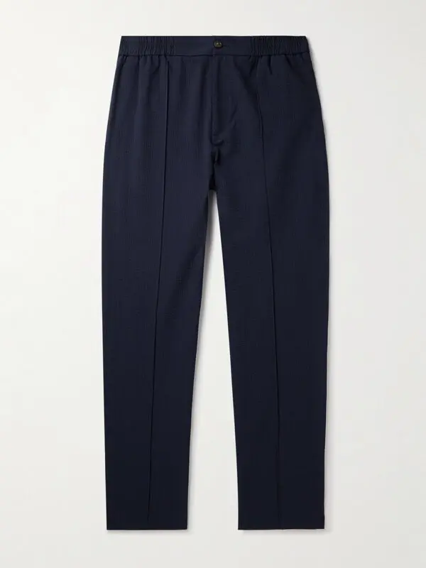 A.p.c. Joaquin Straight-leg Cotton-seersucker Trousers