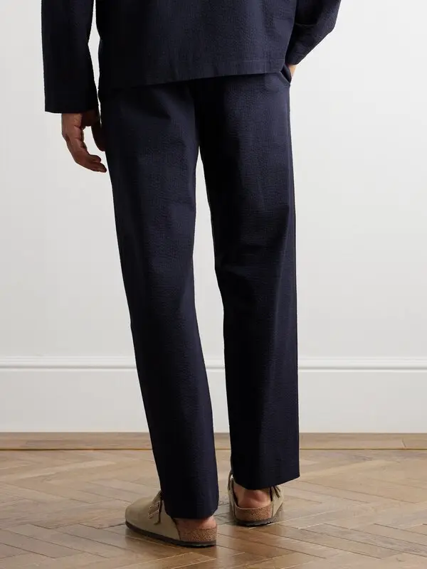 A.p.c. Joaquin Straight-leg Cotton-seersucker Trousers