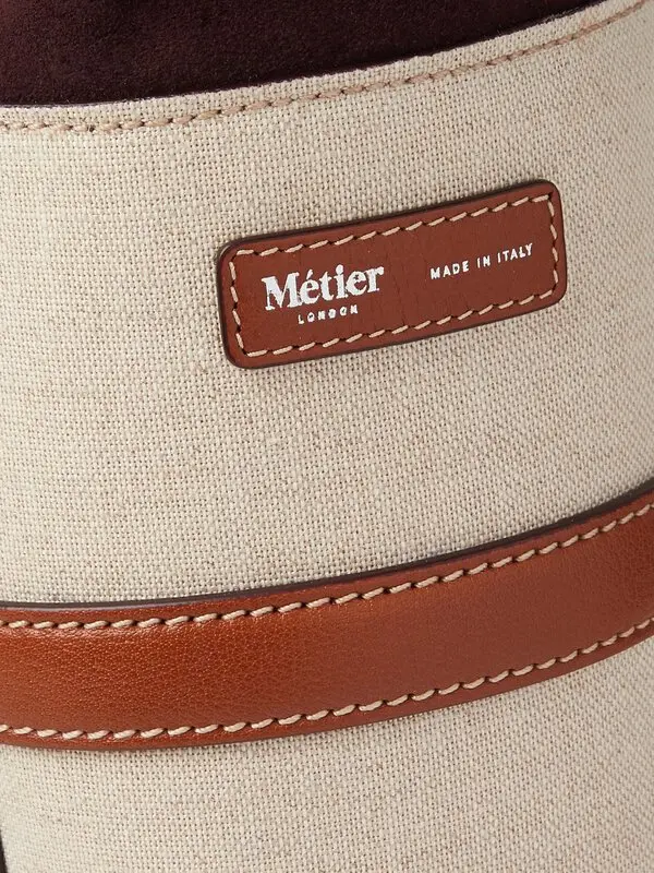 METIER Leather-trimmed Linen Wine Holder