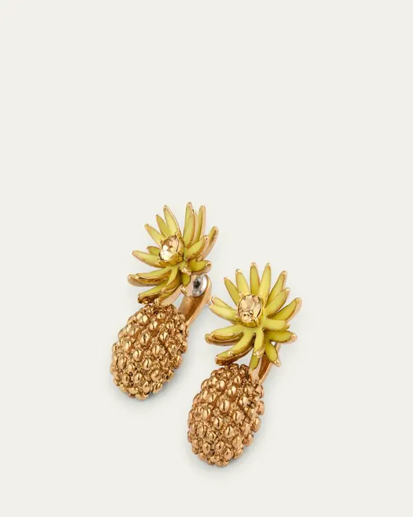 Oscar De La Renta Flower Post And Cactus Drop Earrings