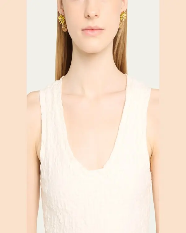 Oscar De La Renta Flower Post And Cactus Drop Earrings