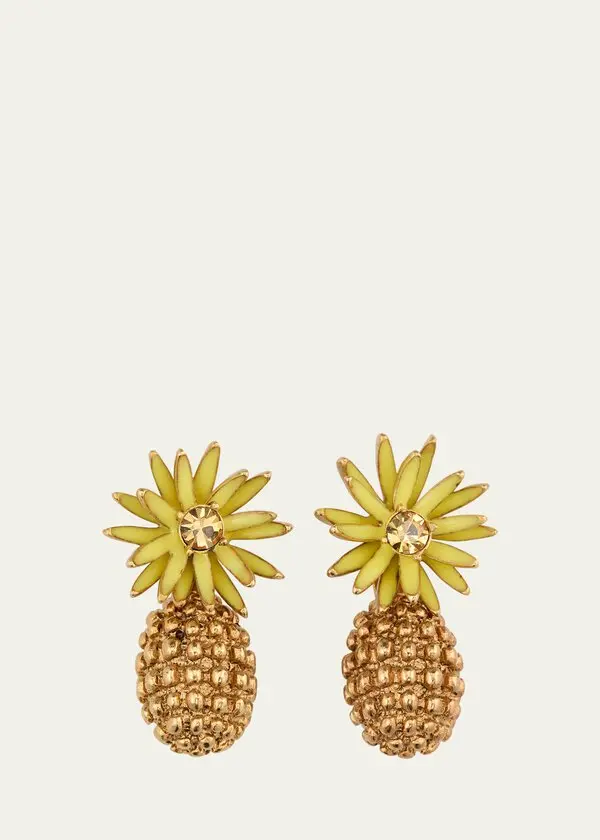 Oscar De La Renta Flower Post And Cactus Drop Earrings