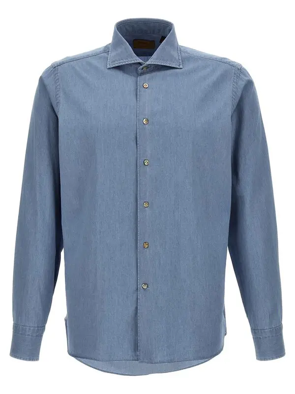 BORRIELLO NAPOLI Chambray Shirt - Blue