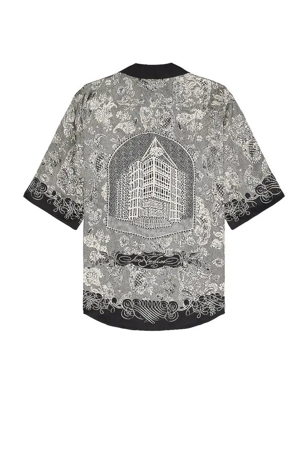 Acne Studios Short Sleeve Print Shirt In Black