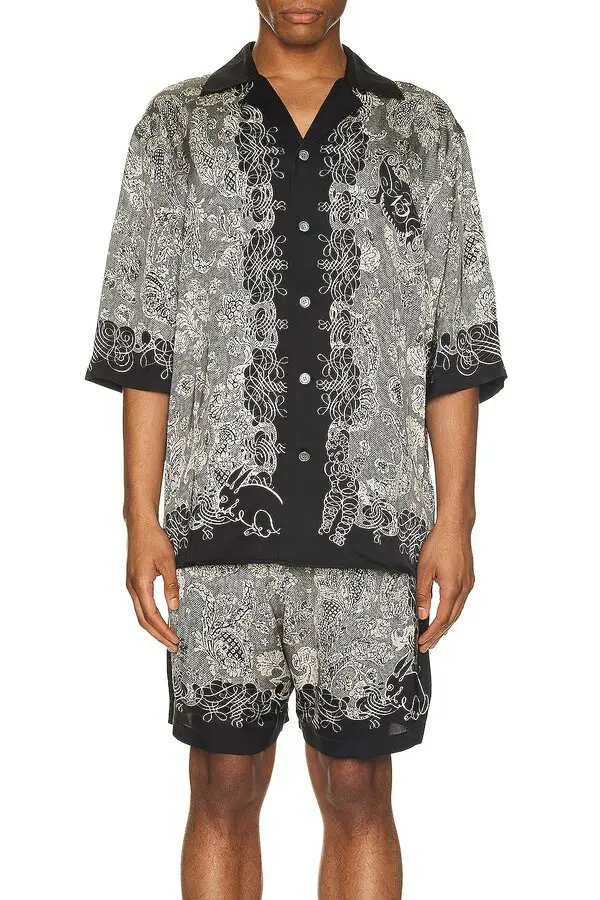 Acne Studios Short Sleeve Print Shirt In Black