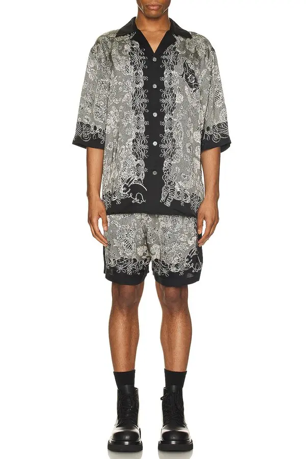Acne Studios Short Sleeve Print Shirt In Black