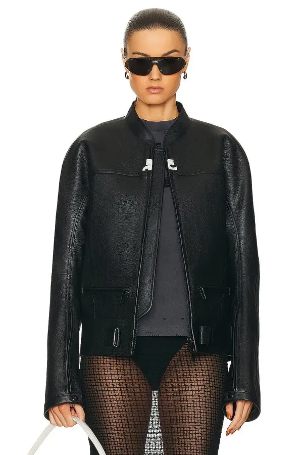COURREGES Scuba Leather Bomber Jacket
