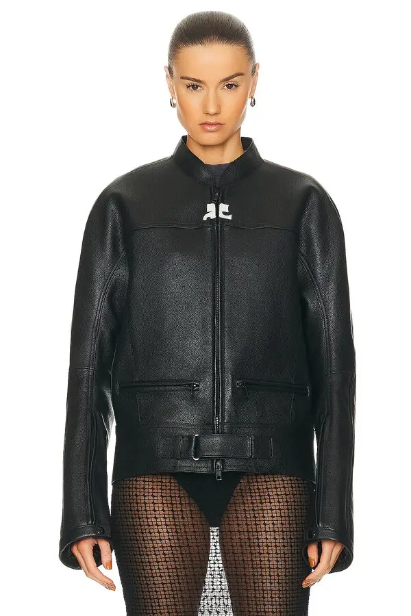 COURREGES Scuba Leather Bomber Jacket