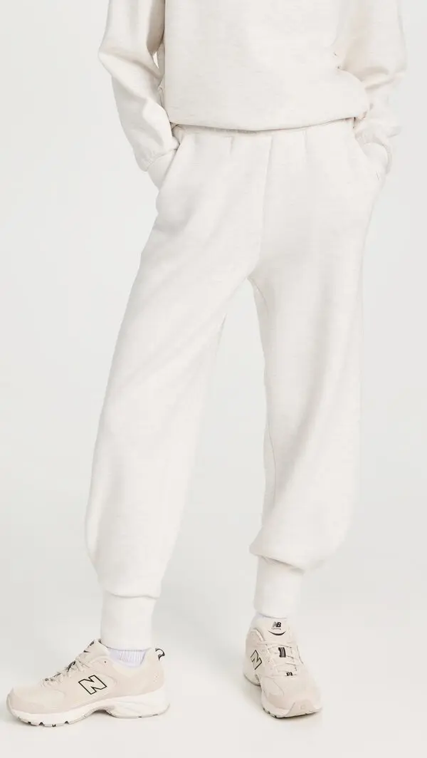 Varley Relaxed Fleece Track Pants - Ivory Marl