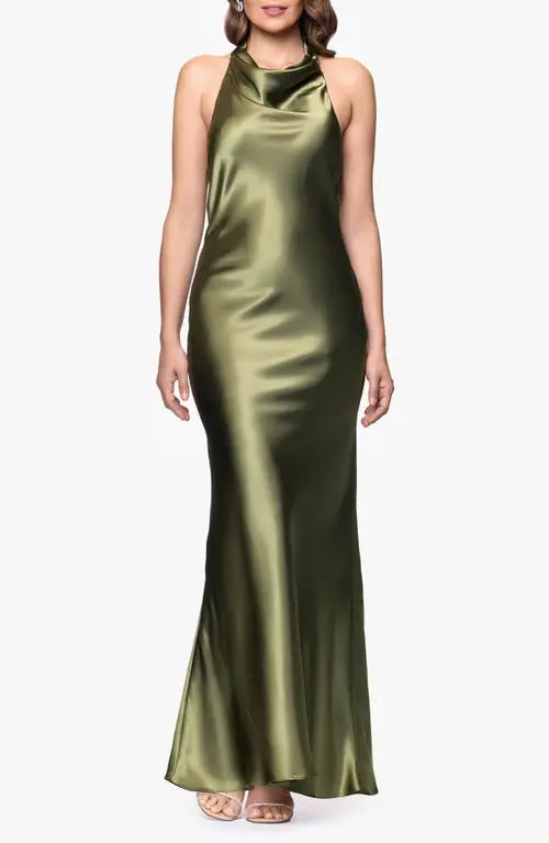 Betsy & Adam Halter Charmeuse Gown