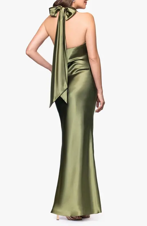 Betsy & Adam Halter Charmeuse Gown