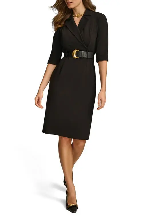 Donna Karan New York Belted Faux Wrap Sheath Dress